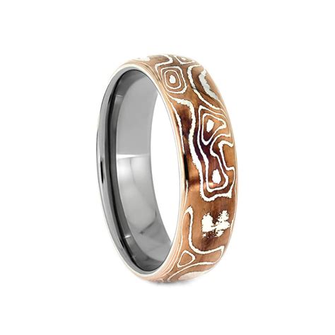 Copper And Silver Mokume Gane Ring With Titanium Temple And Grace Nz