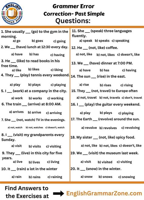 Grammar Error Correction Past Simple English Grammar Zone