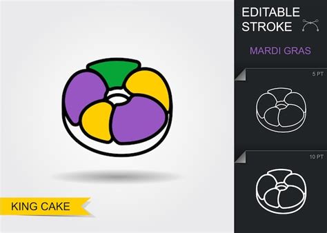 Premium Vector Mardi Gras King Cake Line Icon With Editable Stroke