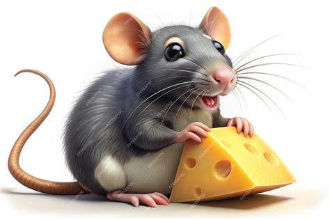 Cartoon Rat And Cheese Premium Ai Generated Image