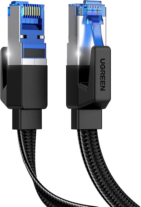 Buy Ugreencat 8 Ethernet Cable Flat High Speed 40gbps 2000mhz Internet Cable 26awg Braided