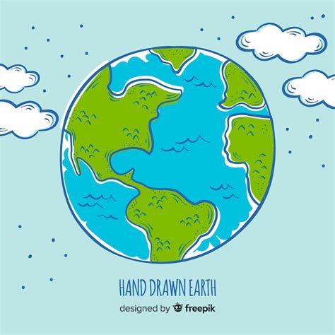 Composici N Adorable Del Planeta Tierra Dibujada A Mano Vector Gratis
