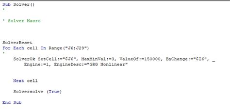 Advancing Solver To Next Cell Using Macro Rexcel