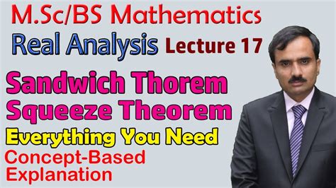 Squeeze Theorem Sandwich Theorem For Sequences Real Analysis Lecture 17 Bs Msc Mathematics