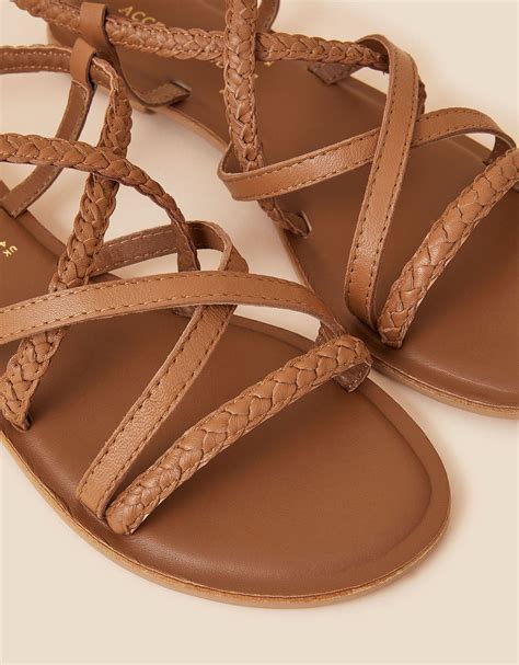 Plaited Strappy Sandals Tan Sandals And Flip Flops Accessorize Uk