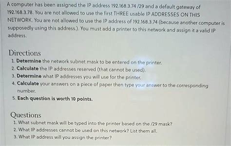 Solved A Computer Has Been Assigned The Ip Address 19216837429 And