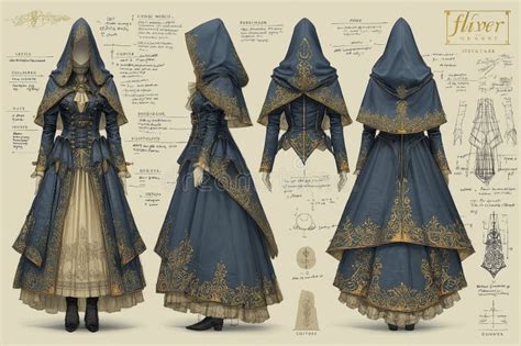 High Mage Ceremonial Robe Sketches With Floating Runes And Embroidery