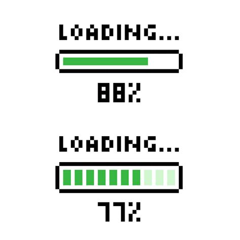 Loading Icon In Pixel Art Style Load Bar 88 Percent 77 Percent
