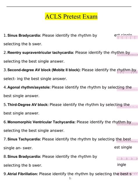 ACLS Written Exam BUNDLED ACLS Exam Version C ACLS Pretest Section Test Questions With