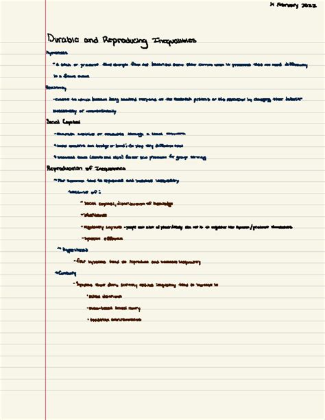 Durable And Reproducing Inequalities 14 February 2022 Durable And Reproducing Inequalities