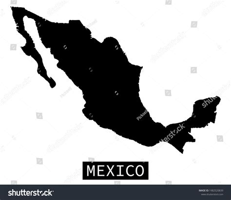 Black White Mexico Vector Map Stock Vector Royalty Free 1982520839