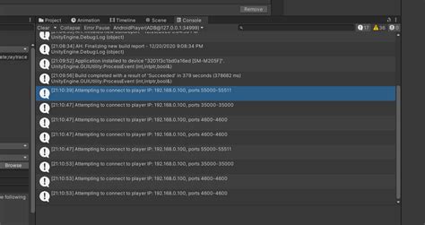 cannot connect any profilers to android builds in unity 2020