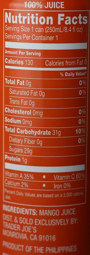 trader joe s 100 mango juice from carabao mangoes