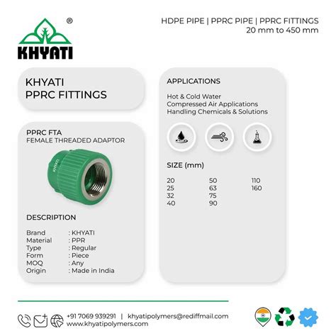 Ppr Female Threaded Adaptor Fta At ₹ 57piece In Rajkot Id