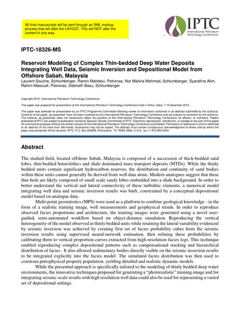 PDF Reservoir Modeling Of Complex Thin Bedded Deep Water Deposits Integrating Well Data