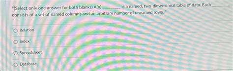 Solved Select Only One Answer For Both Blanks ﻿an ﻿is A