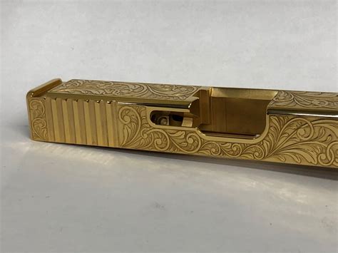 Custom Deep Laser Engraved Glock 19 24k Gold Plated Slide Gen 3 G19