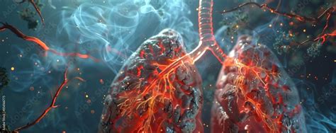 An Educational Diagram Displaying The Health Risks Of Nitrogen Dioxide Exposure On The Lungs