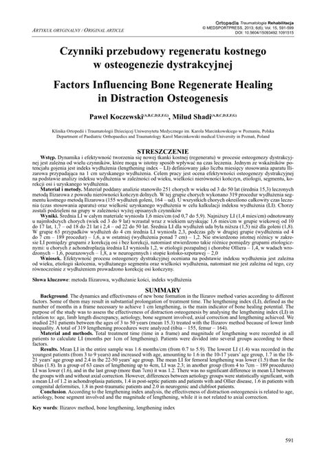 Pdf Factors Influencing Bone Regenerate Healing In Distraction Osteogenesis