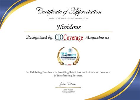 Nividous Intelligent Automation Company Digital Transformation Ciocoverage Driven For