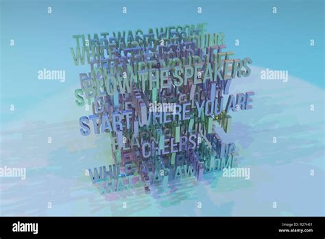 3d Rendering Cgi Typography Keywords Cloud Motivation Related Decorative Illustrations For