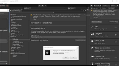 How Do I Turn Off Unity Services In A Project That I Am Not A Member Of Unity Services