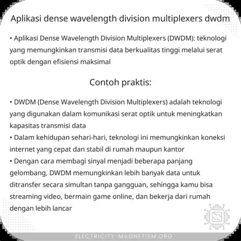 Aplikasi Dense Wavelength Division Multiplexers Dwdm Electricity Magnetism