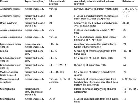 Aneuploidy In Human Bran Diseases Download Table
