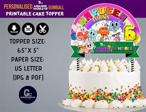 Personalised Printable The Amazing World Of Gumball Centerpiece