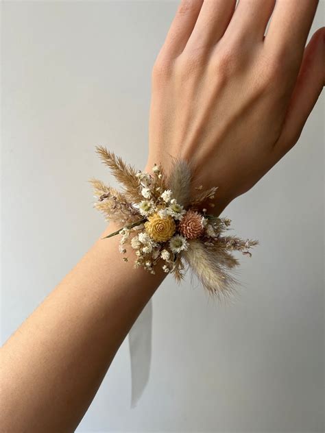 Pampas Grass Bracelet Bridesmaid Bracelet Bohemian Flower Jewellry