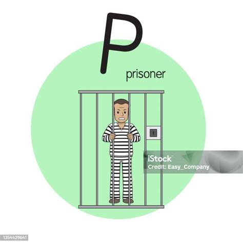 알파벳 문자 P 어퍼 케이스 또는 영어 학습 연습 Abc에 대한 대문자와 죄수의 벡터 그림 감방에 대한 스톡 벡터 아트 및 기타