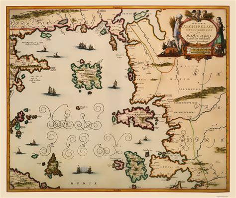 Historic Map Greece Aegean Islands Jansson 1654 23 X 2737