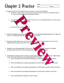 AP Statistics Chapter TPS Skill Review Worksheet TPT