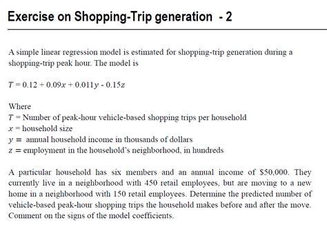solved exercise on shopping trip generation 2 a simple