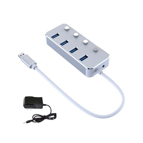 Usb 3 0 Power Adapter 4 Ports Aluminum Alloy Splitter Hub Usb Hub 3 0 Usb Multi Extender Switch