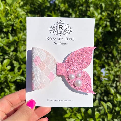 Pink Glitter Mermaid Hair Bow Pink Mermaid Tail Hair Bow Mermaid Faux