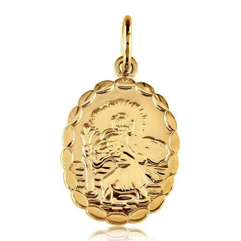 9ct Yellow Gold Double Sided Oval St Christopher Pendant 28g