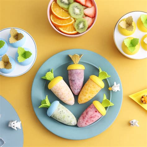 2 Pcs 여름 당근 화분 아이스크림 금형 수제 얼음 트레이 사각형 파란색
