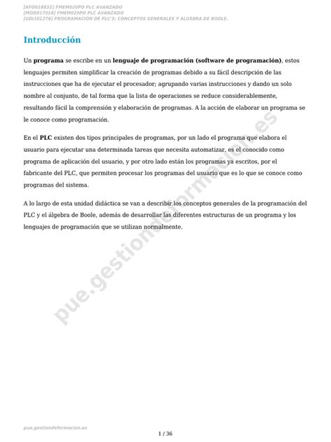 Programación De Plcs Conceptos Generales Y Álgebra De Boole Pdf Lenguaje De Programación