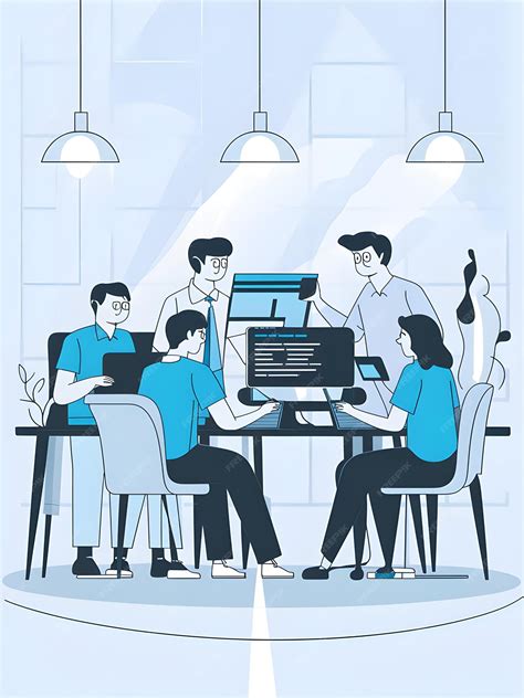 Premium Vector Software Developers Coding In A Lightfilled Openplan Office Vector Illustration