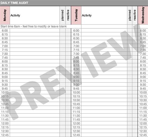 Time Audit Template Lifelabs Learning
