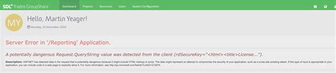A Potentially Dangerous Request Querystring Value Was Detected From
