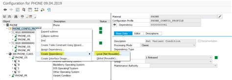 variant condition set using dependency procedure sapcodes