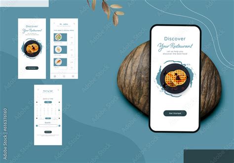 Restaurant Table Booking Mobile App Ui Ux Screens For Advertising Stock Template Adobe Stock