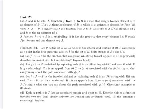 Solved Part IV Let A And B Be Sets A Function F From A To Chegg Com