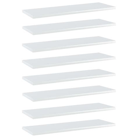 Vidaxl Bookshelf Boards 8 Pcs High Gloss White 60x20x15 Cm Engineered