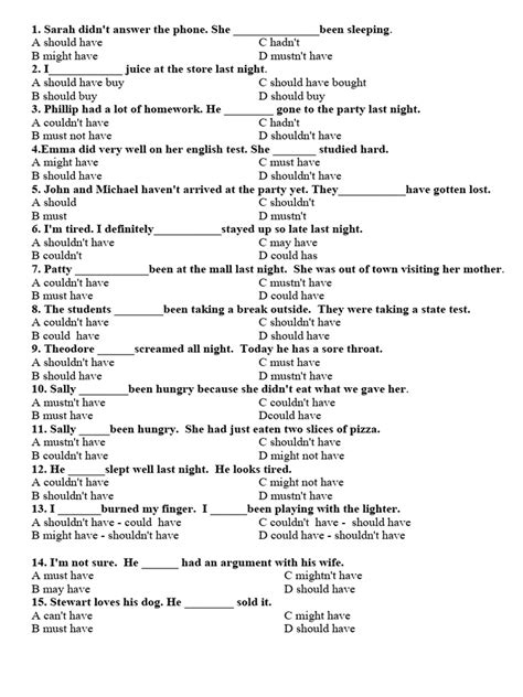 Test Modals Perfect Pdf