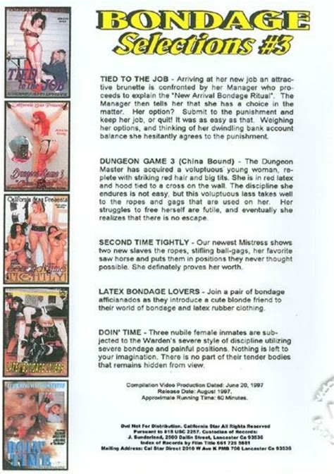 Bondage Selections 3 1997 California Star Productions Adult Dvd