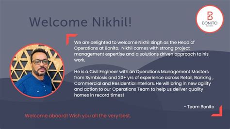 Bonito Designs On Linkedin We Welcome Nikhil Singh To Strengthen Our Rapidly Growing Operations