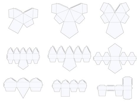 Editable Collection Foldable Box Die Cut Cube Template Blueprint Layout
